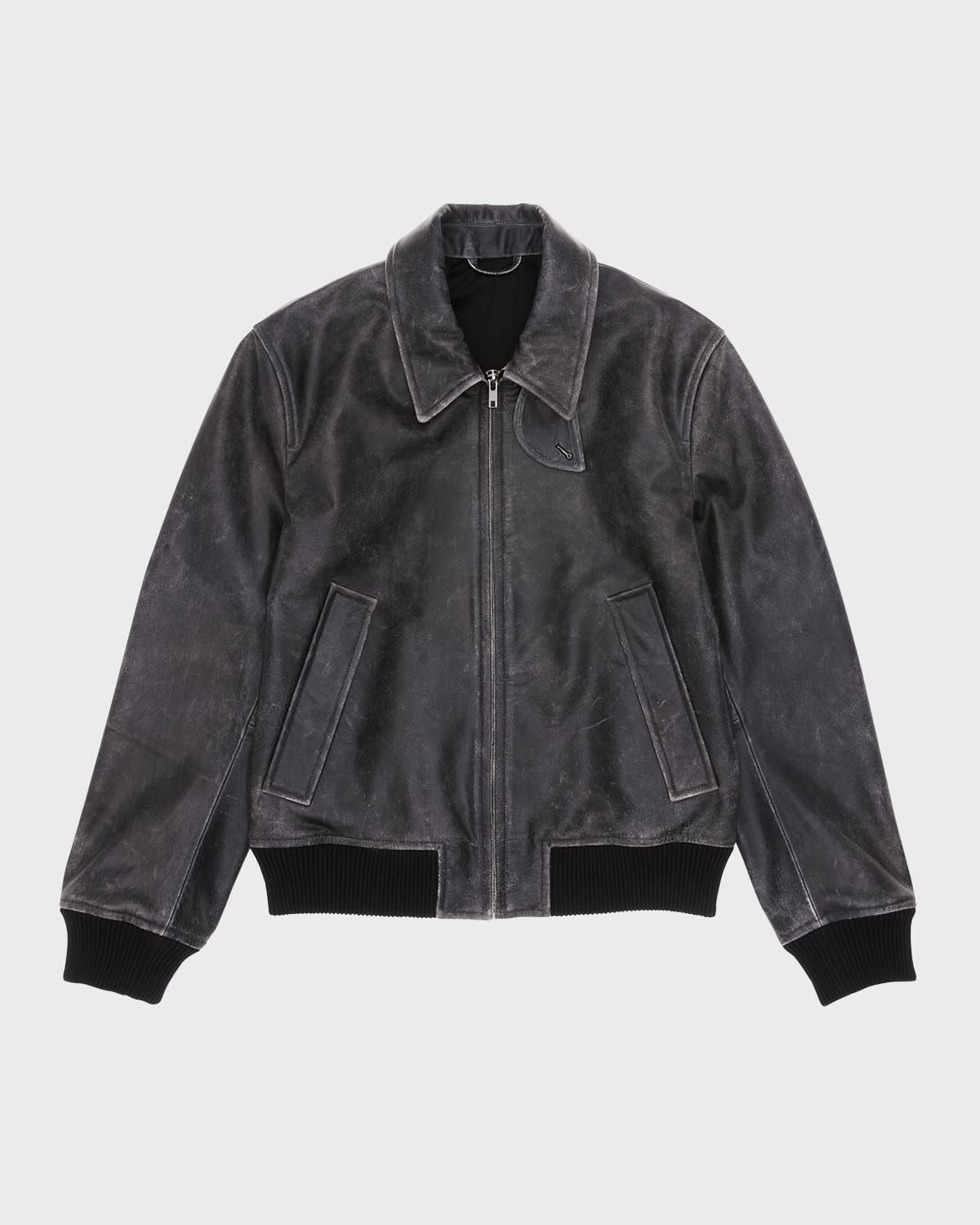 Helmut Lang Leather Zip Front Bomber Jacket In Black | ModeSens