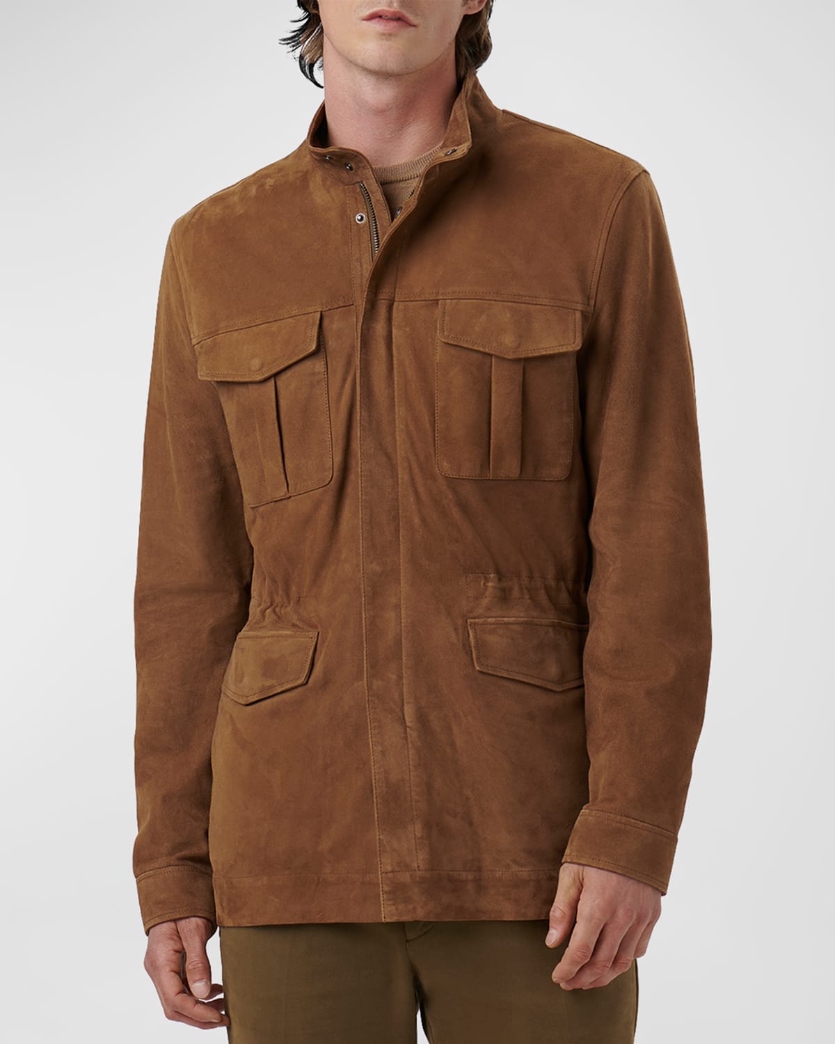 Bugatchi Men's Leather Field Jacket In Tobacco | ModeSens
