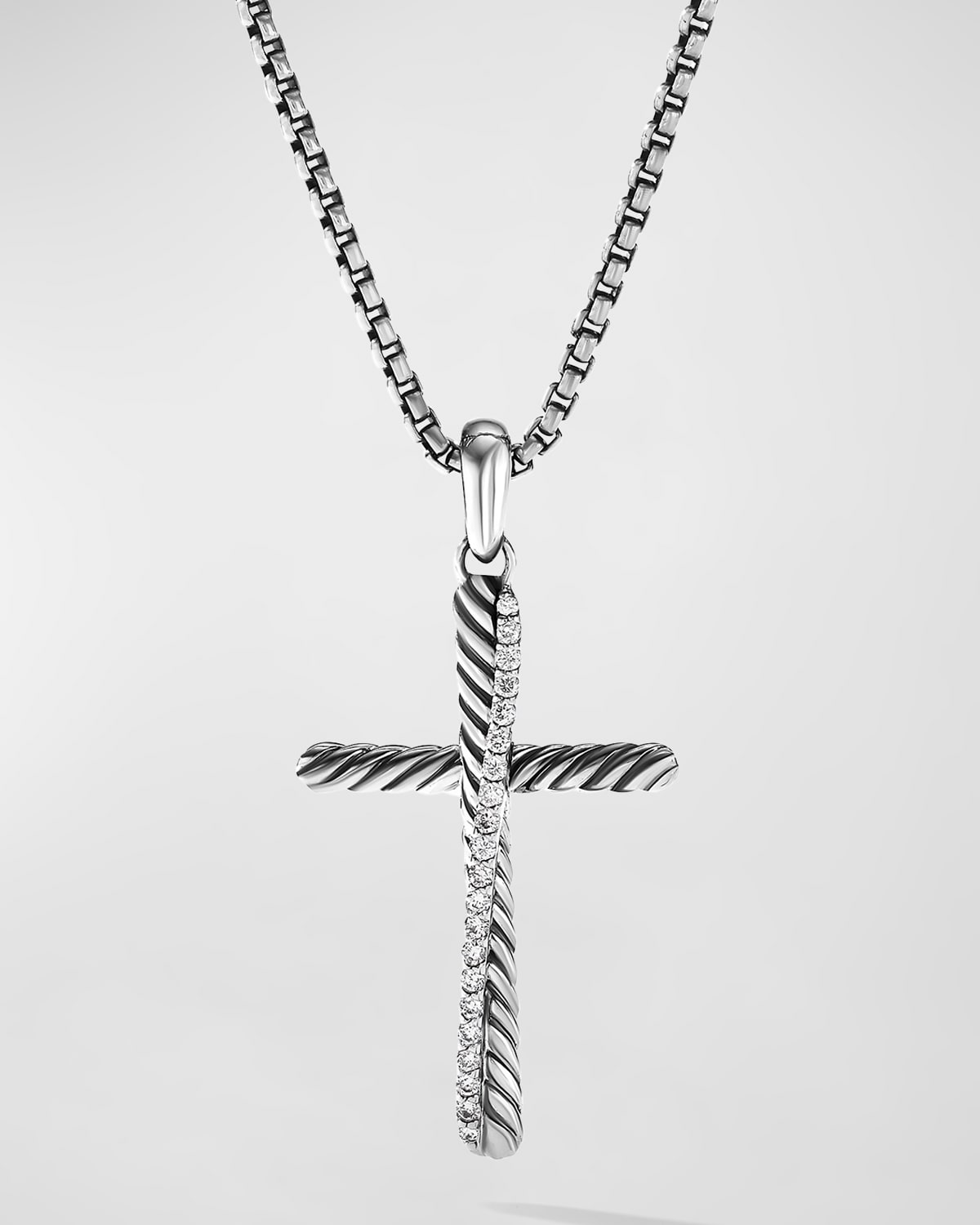 David Yurman Crossover Cross Pendant with Diamonds in Silver, 34mm ...