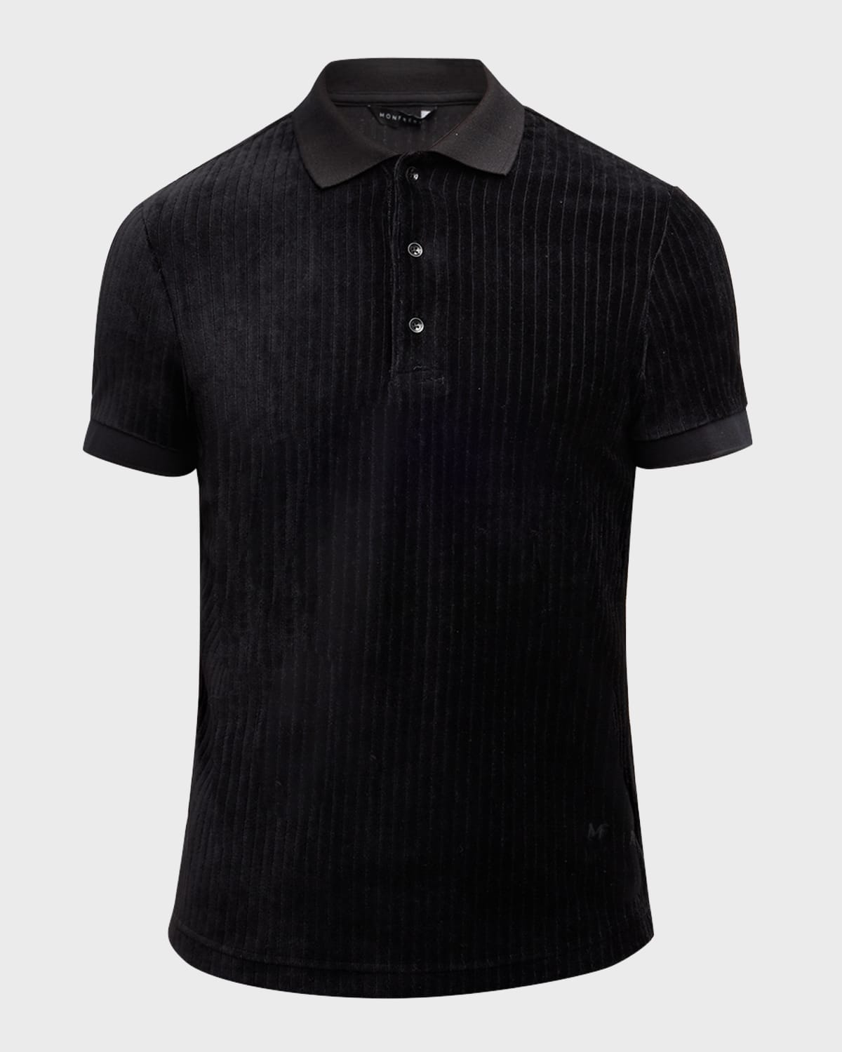 Monfrere Men's Pierce Ribbed Velvet Polo Shirt In Noir | ModeSens