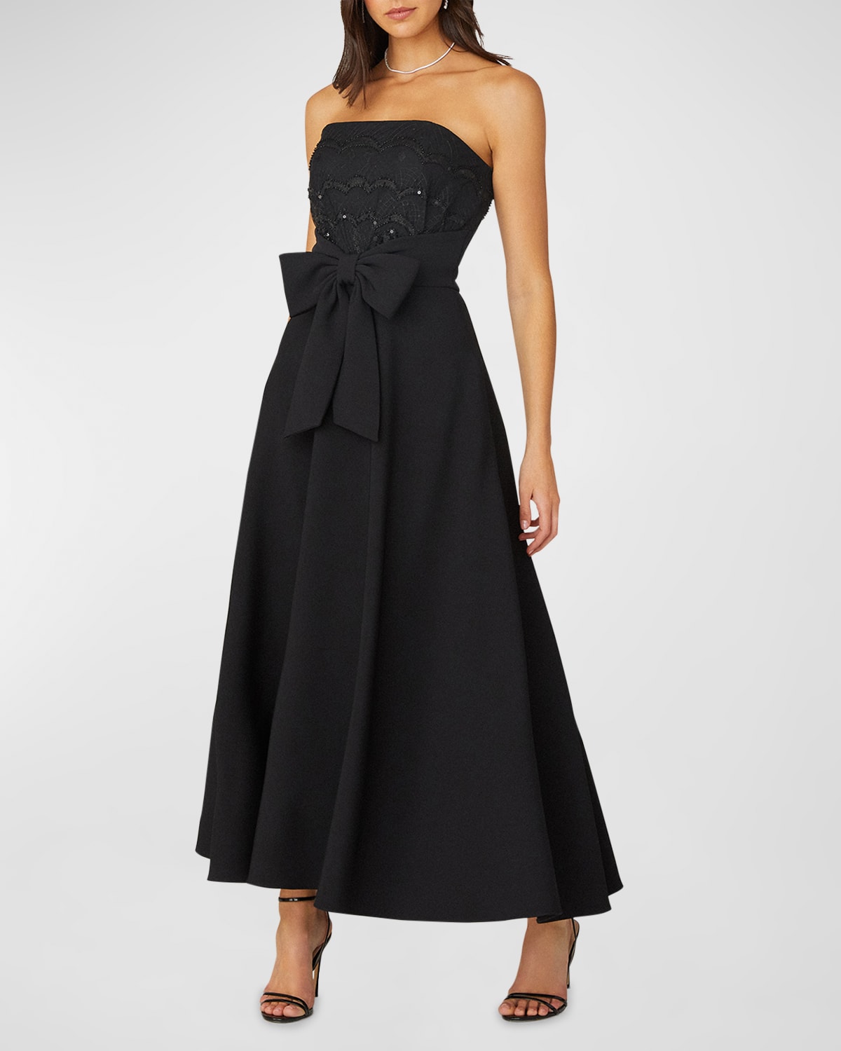 Shoshanna Jasmina Strapless Beaded A-line Gown In Jet | ModeSens