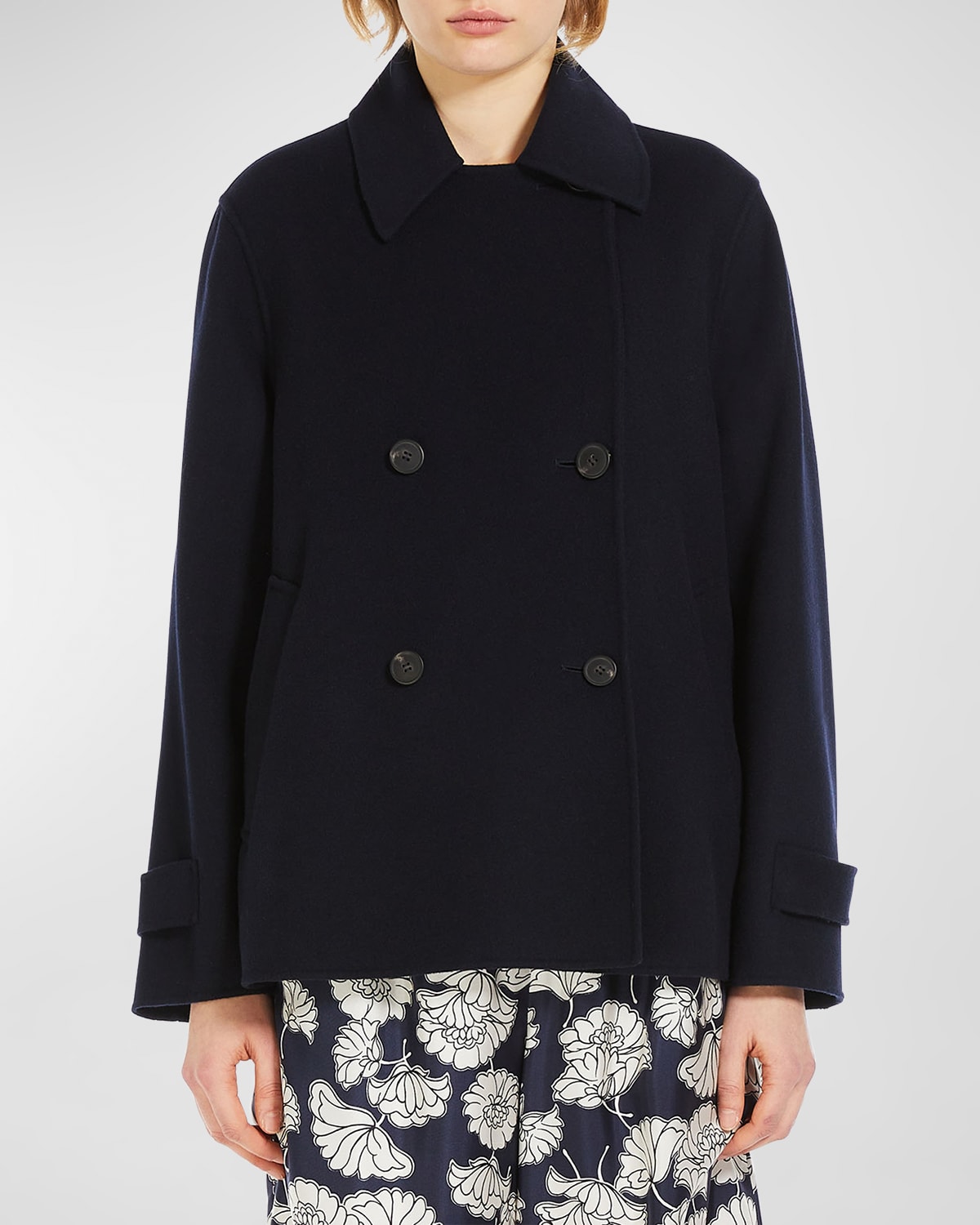 Weekend Max Mara Usuale Double-breasted Wool-blend Coat In Navy | ModeSens