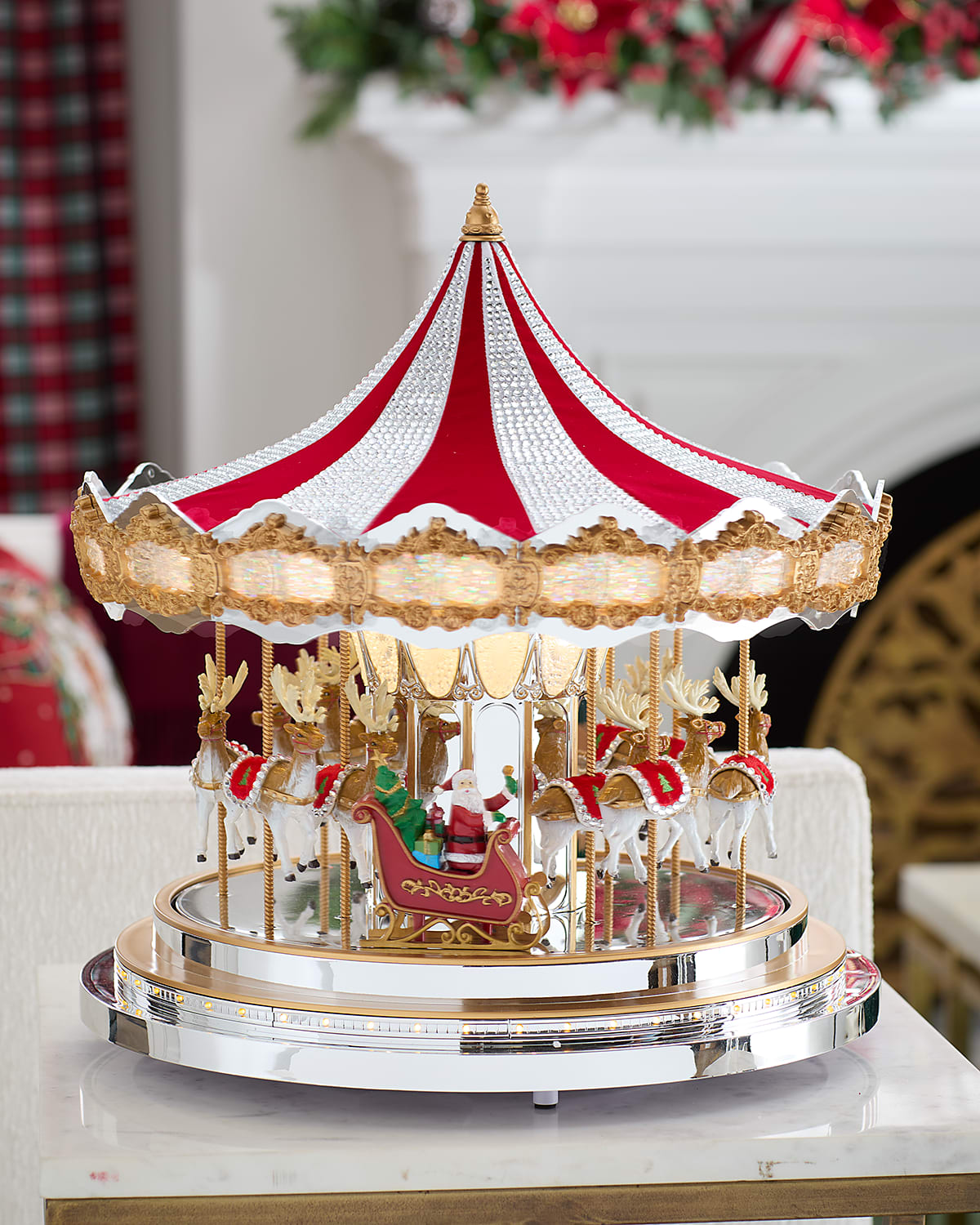 Mr. Christmas Metallic Dazzle Swarovski Crystal Christmas Carousel In ...