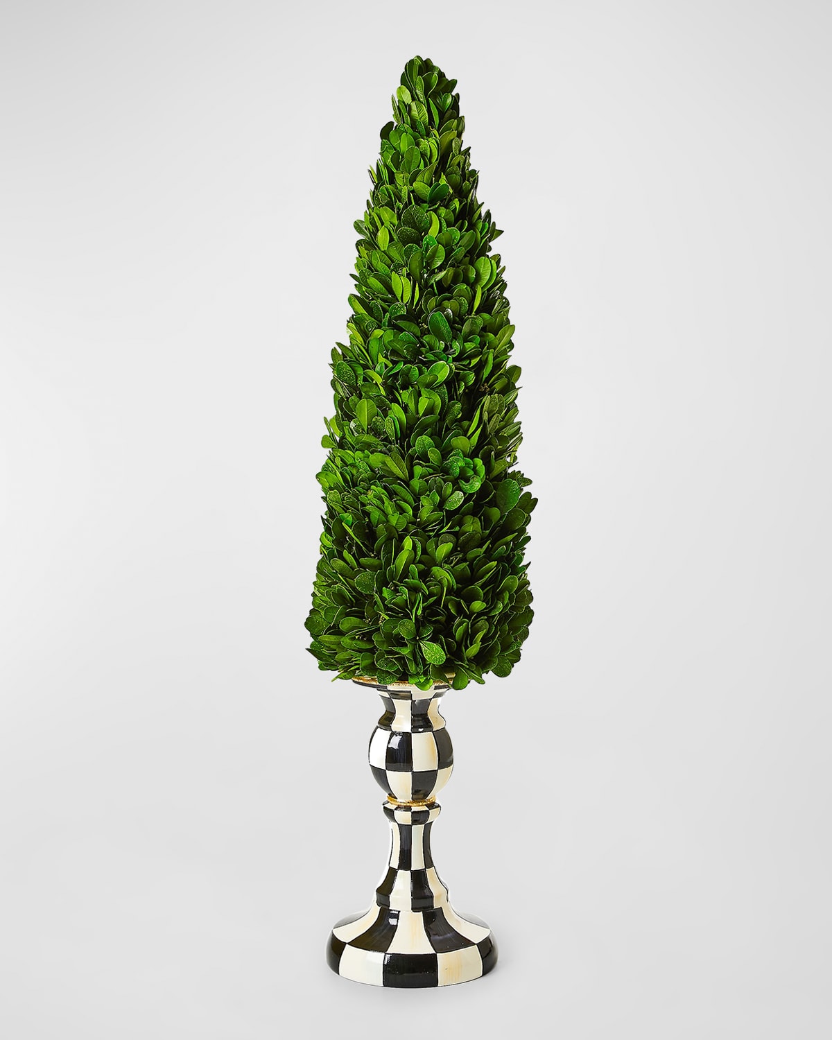 Mackenzie-childs Courtly Check Large Pedestal Boxwood Topiary In Animal ...