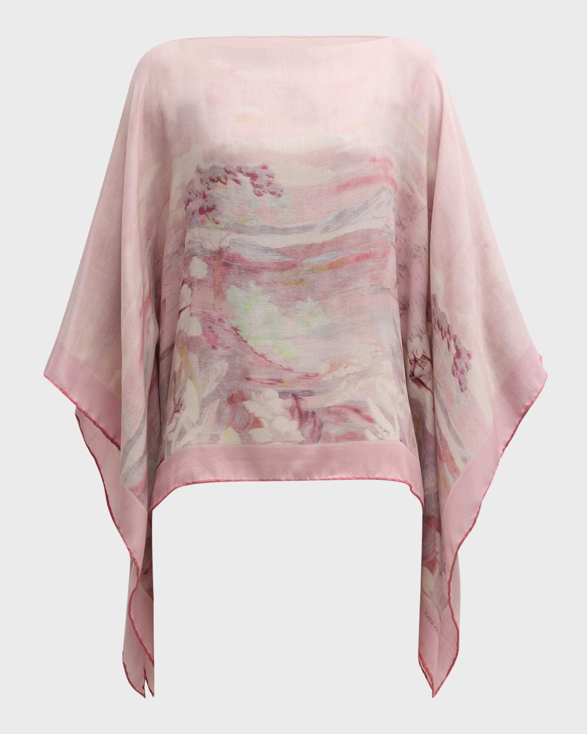 Rani Arabella Eden Cashmere-blend Printed Poncho In Pink | ModeSens