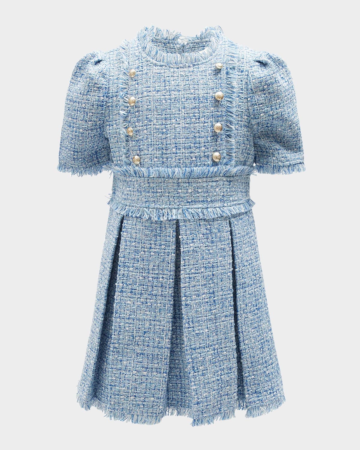 Bardot Junior Kids' Girl's Brielle Boucle Fringe Trim Dress In Blue ...