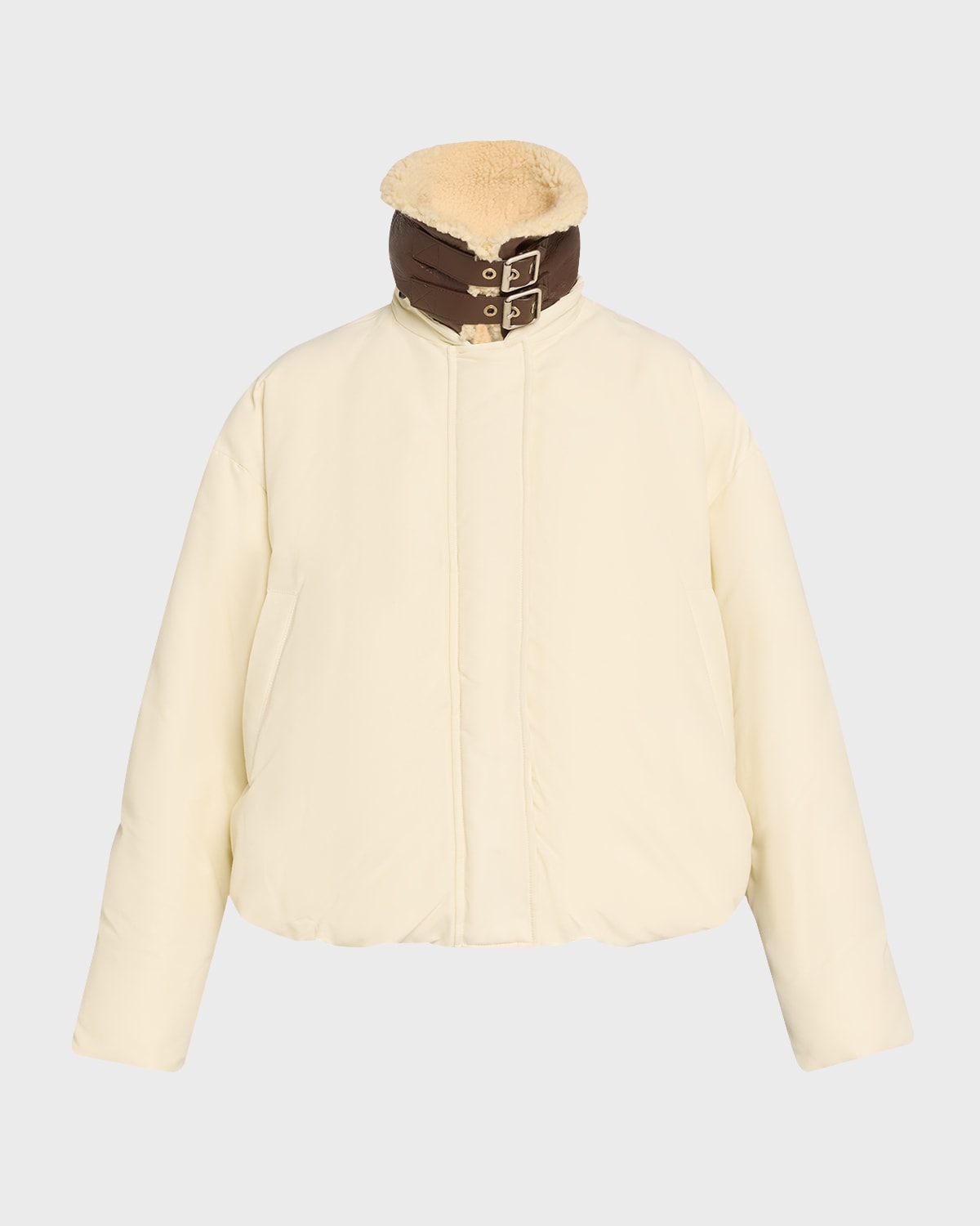 Loewe Faux-shearling Collar Puffer Jacket In Ivory | ModeSens