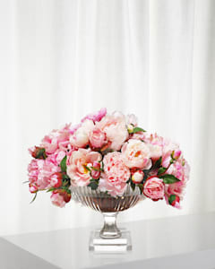 Winward Home Rose Peony in Golden Pot | Neiman Marcus