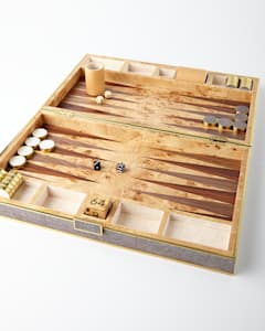 AERIN Lacquer Raffia Backgammon Set | Neiman Marcus