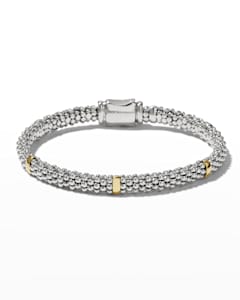 LAGOS Sterling Silver and 18K Signature Caviar Bracelet, 6mm | Neiman ...