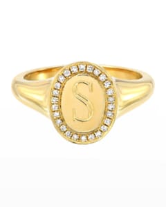 Zoe Lev Jewelry Large Personalized Initial Signet Ring, Size 4-8 ...