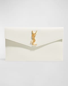 Saint Laurent YSL Monogram Large Bill Pouch in Grained Leather | Neiman ...