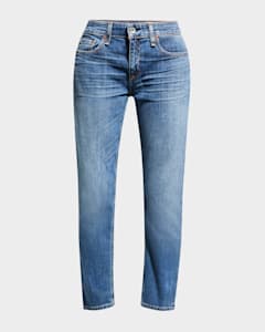 Jean Paul Gaultier Low-Rise Denim Fishtail Jeans | Neiman Marcus
