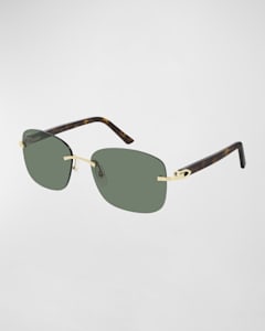Cartier Men's Rimless Metal Rectangle Sunglasses | Neiman Marcus