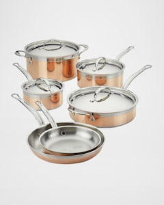Duparquet Copper Cookware Solid Copper Silver-Lined Pans, Set of 5 ...