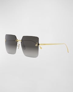 Fendi Embellished FF Oval Metal Sunglasses | Neiman Marcus