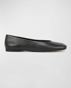 Vince Leah Leather Square-Toe Ballerina Flats | Neiman Marcus