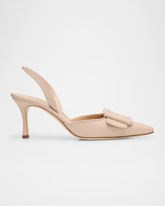 Manolo Blahnik Maysale Suede Buckle Pumps | Neiman Marcus