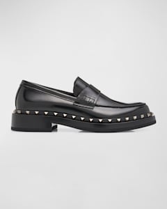 Valentino Garavani Men's Tonal VLogo Leather Loafers | Neiman Marcus