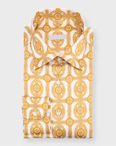 Stefano Ricci Men's Medallion-Print Silk Dress Shirt | Neiman Marcus