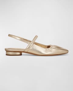 Brunello Cucinelli Metallic Monili Open-Side Ballerina Flats | Neiman ...
