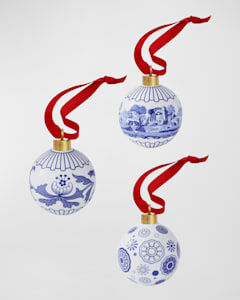 Spode Blue Italian Mini Ginger Jar Christmas Ornaments, Set of 3 ...