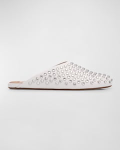ALAIA Leather Peep-Toe Mules | Neiman Marcus