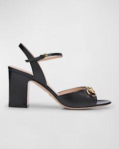 Gucci Marmont Leather GG Block-Heel Sandals | Neiman Marcus