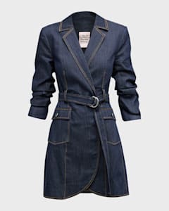 FRAME Belted Denim Shirtdress | Neiman Marcus