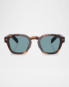 Prada Men's Rimless Plastic Round Sunglasses | Neiman Marcus