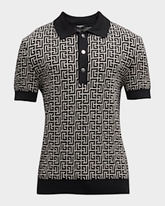 Balmain Men's Striped-Trim Polo Shirt | Neiman Marcus