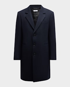 Burberry Men's Solid Wool Overcoat | Neiman Marcus