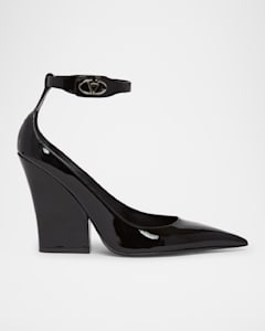 Bernardo Remy Patent Ankle-Strap Pumps | Neiman Marcus