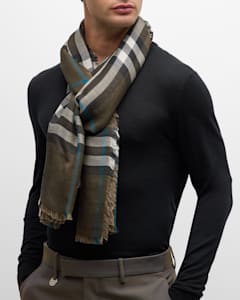 Burberry Men's Giant Check Cashmere Scarf | Neiman Marcus