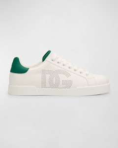 Dolce&Gabbana Men's Mixed-Material DG Cushion Sneakers | Neiman Marcus