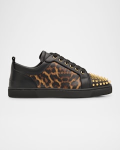 Christian Louboutin Men's Louis Junior Spikes Leather Low-Top Sneakers ...