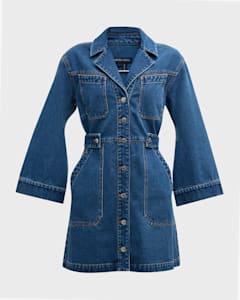 Veronica Beard Evelyn Button-Front Denim Shirtdress | Neiman Marcus