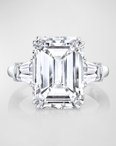 Neiman Marcus Diamonds Platinum 3 Stone Ring with Asscher Cut Diamond ...