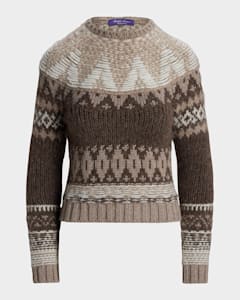 Ralph Lauren Collection Flag Crewneck Cashmere Sweater | Neiman Marcus