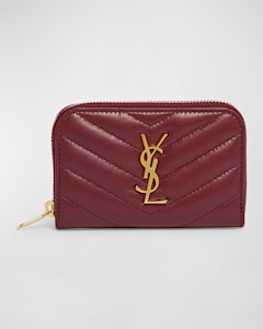 Saint Laurent YSL Zip Card Holder in Plonge Leather | Neiman Marcus