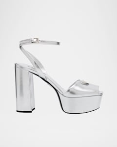 Prada Quilted Leather Ankle-Strap Platform Sandals | Neiman Marcus