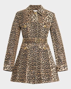 Dolce&Gabbana Leopard-Print Long-Sleeve Midi Dress | Neiman Marcus