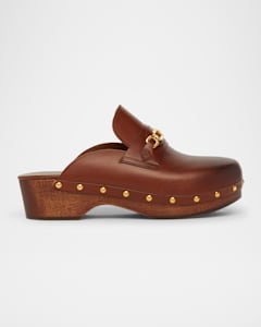 Chloe Jeannette Leather Platform Clogs | Neiman Marcus