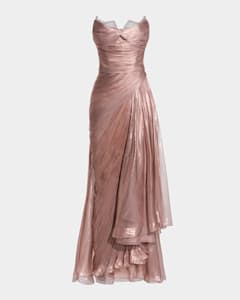 Maria Lucia Hohan Noor Strapless Pleated Plisse Silk Gown | Neiman Marcus
