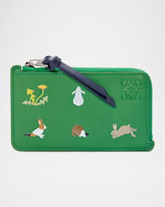 Loewe Knot Zip Card Case in Shiny Napa Leather | Neiman Marcus