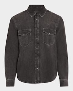 FRAME Men's Denim Western Shirt | Neiman Marcus