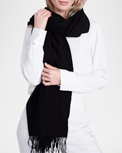 Fringe-Trim Silk Square Scarf | Neiman Marcus