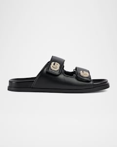 Gucci Marmont Leather GG Block-Heel Sandals | Neiman Marcus