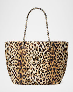 Saint Laurent Bea YSL Leopard-Print Tote Bag in Calf Hair and Leather ...