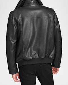 Andrew Marc Men's Lindley Leather Bomber Jacket | Neiman Marcus